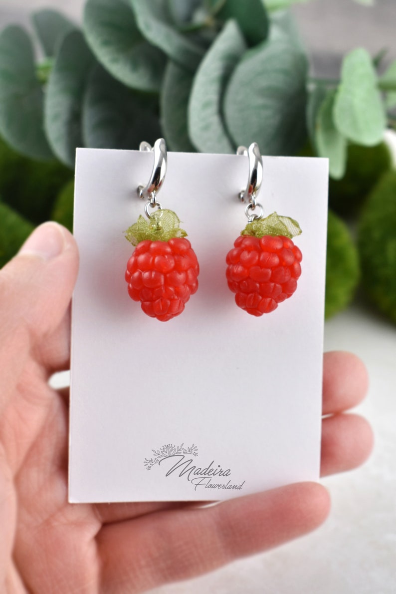 Raspberry Earring Food Earrings Juicy Drop Berry Earrings - Etsy