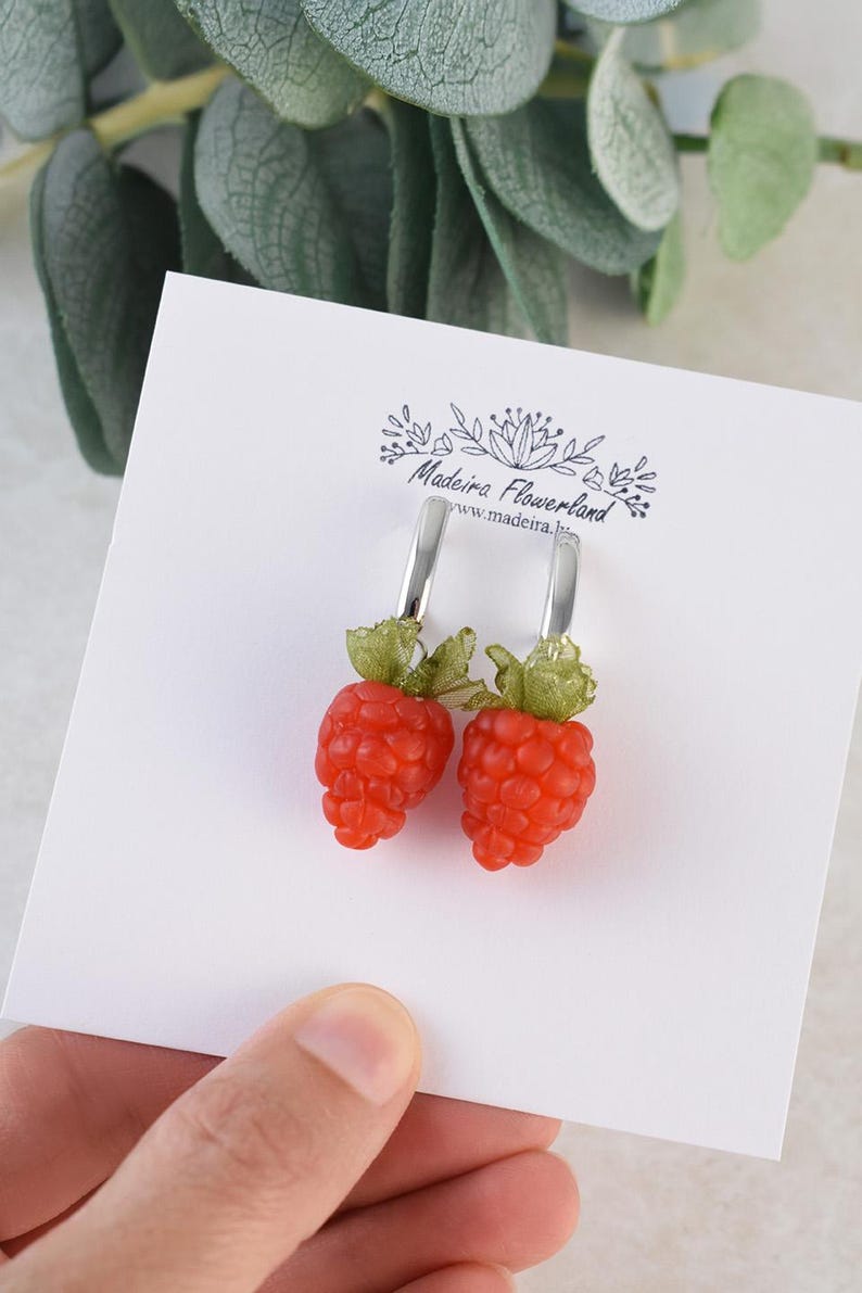Raspberry Earring, Food Earrings, Juicy Drop, Berry Earrings, Fruit ...