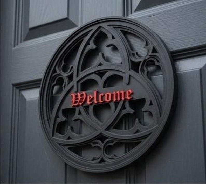 Gothic Cathedral Welcome Sign | Architectural Window Tracery Wall Decor ...