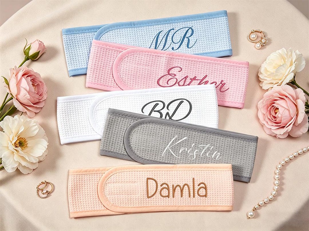 Personalized Spa Headband, Custom Embroidered Name Makeup Headband ...