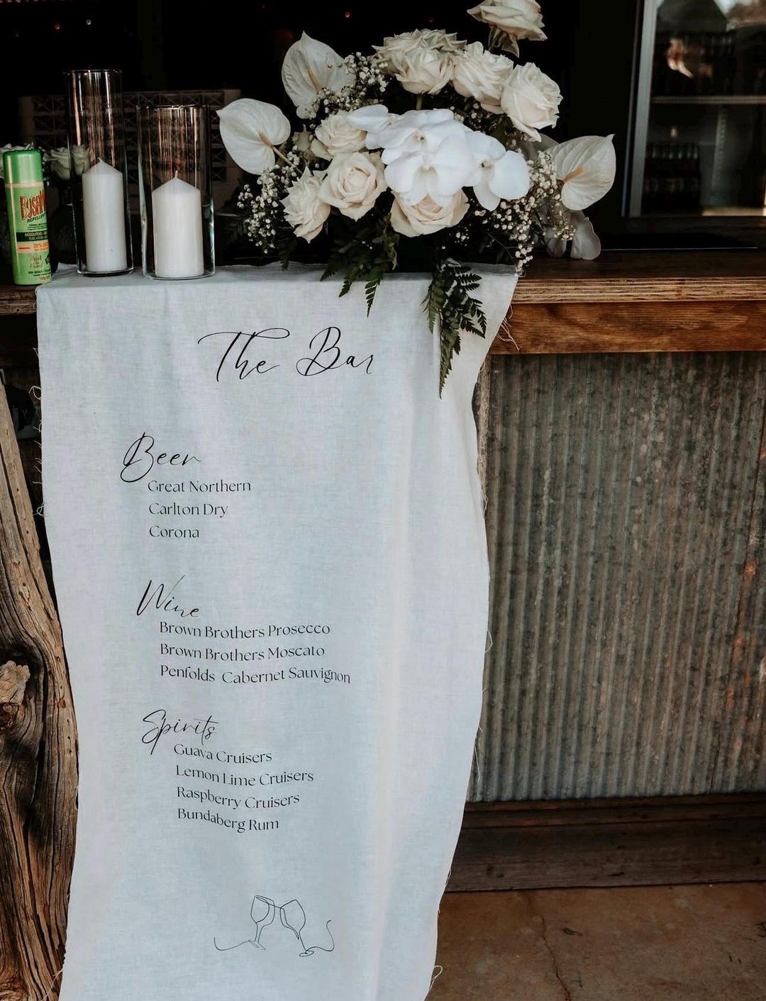 Linen Wedding Bar Signage - Etsy Australia