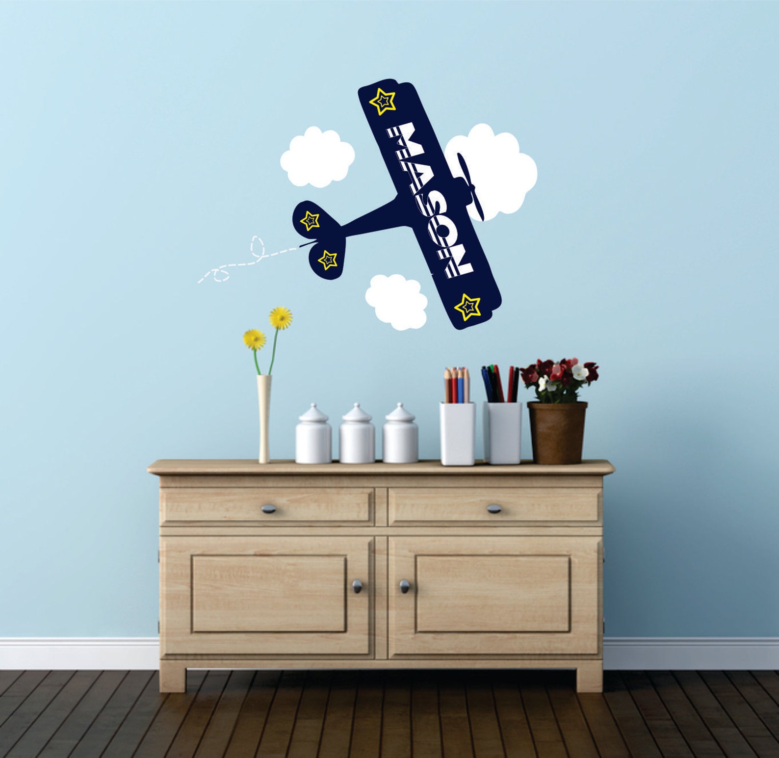 Airplane Name Decal Personalized Airplane Nursery Airplane - Etsy