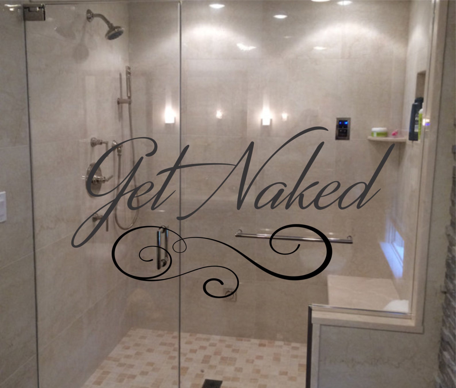 Get Naked Decal Bathroom Decor Get Naked Sign Get Naked Print Get