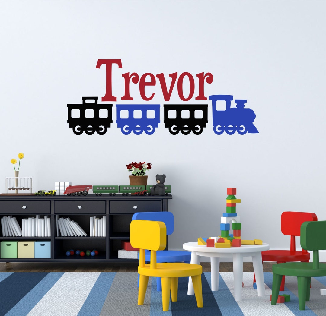 Train Name Decal, Train Wall Decal, Personalized Train Decal, Choo Choo ...
