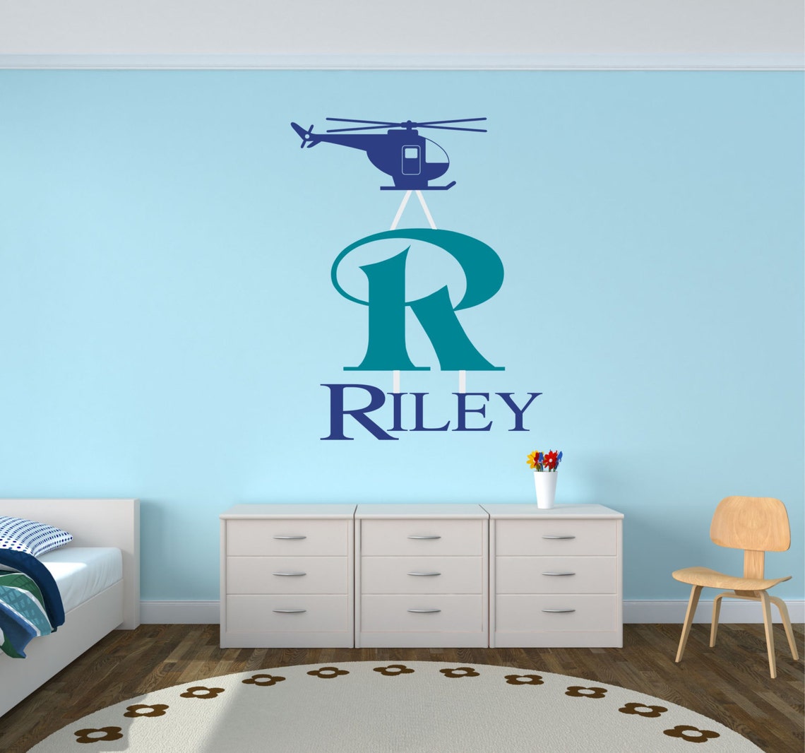 Helicopter Name Decal Airplane Name Decal Airplane Decor | Etsy
