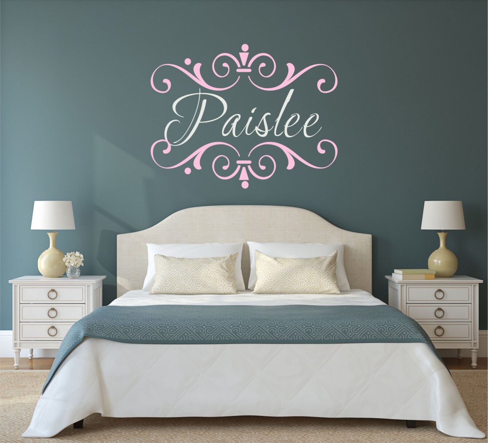 Girls Room Wall Decal Elegant Name Decal Shabby Chic Decor - Etsy