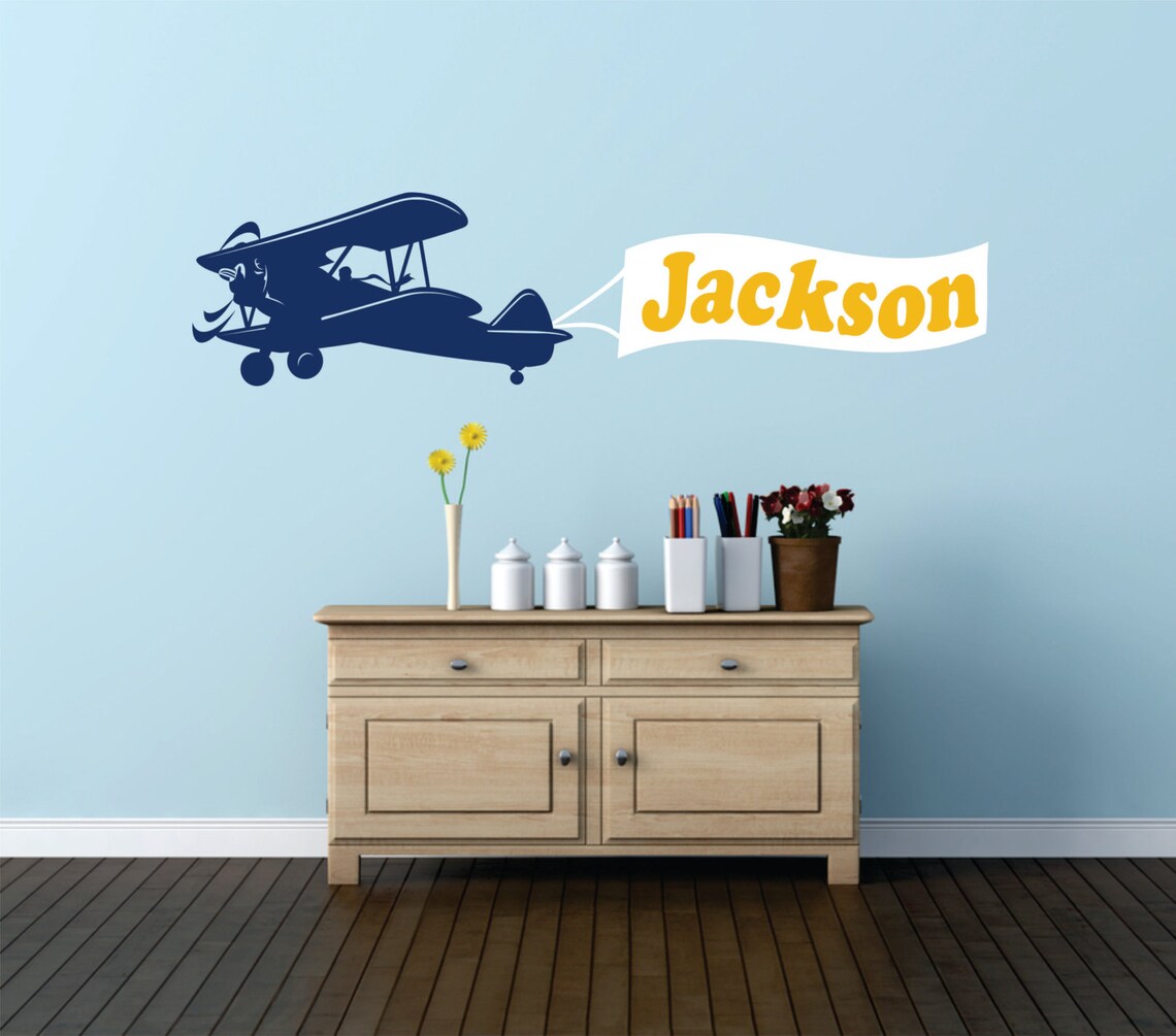 Airplane Wall Decal Airplane Decor Personalized Airplane - Etsy