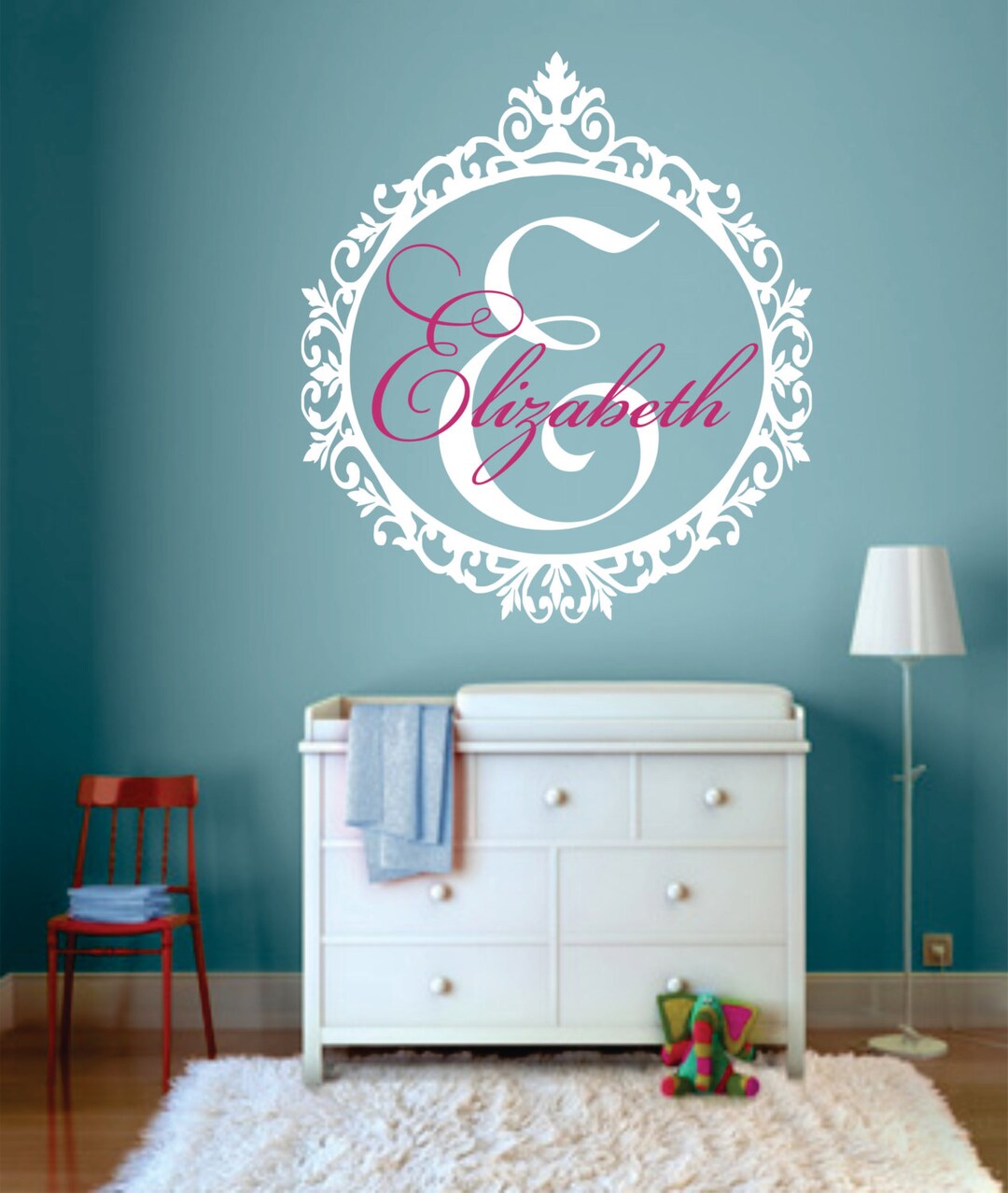Personalized Name Wall Decal, Monogram Wall Decal, Shabby Chic Wall ...