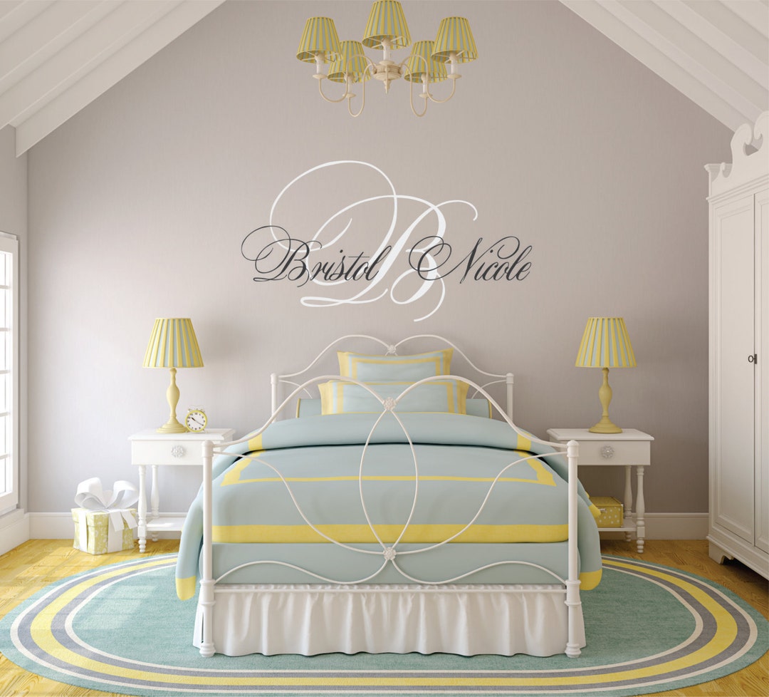 Fancy Script Name Decal, Script Name Decal, Nursery Name Decal, Shabby ...