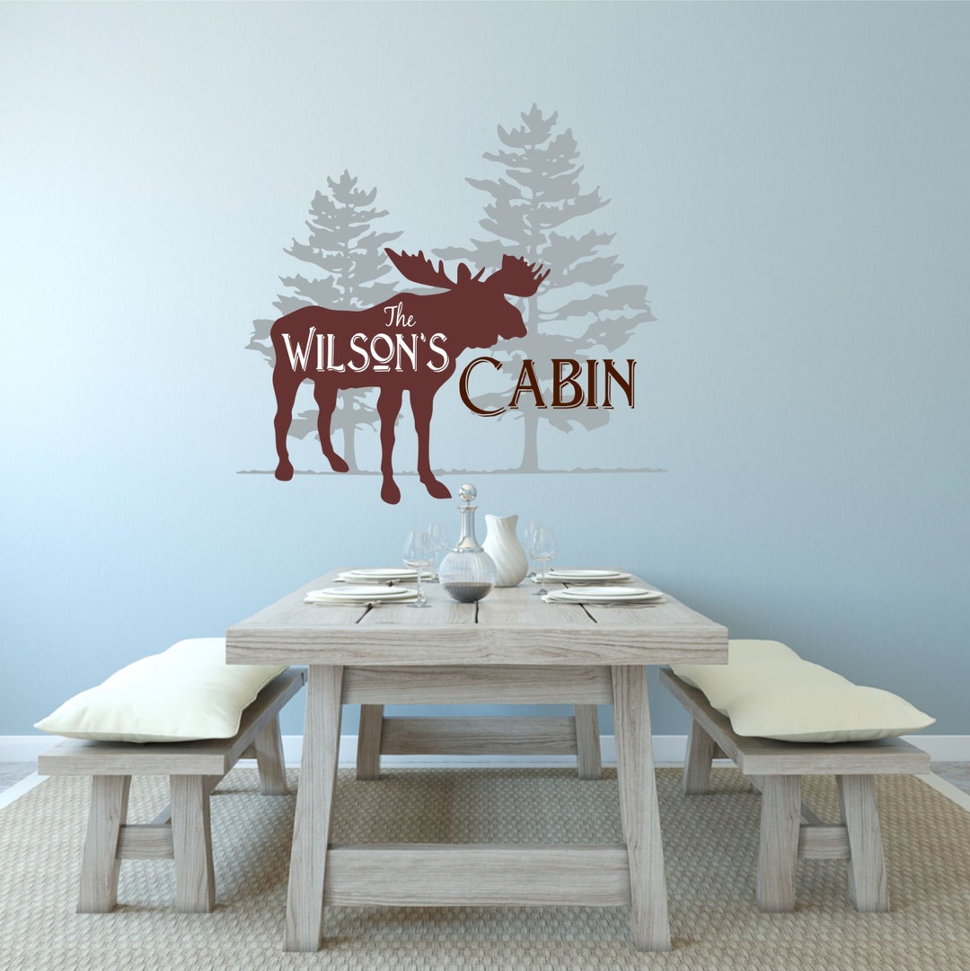 Personalized Cabin Decal, Family Cabin Wall Decal, Cabin Decal, Lodge ...