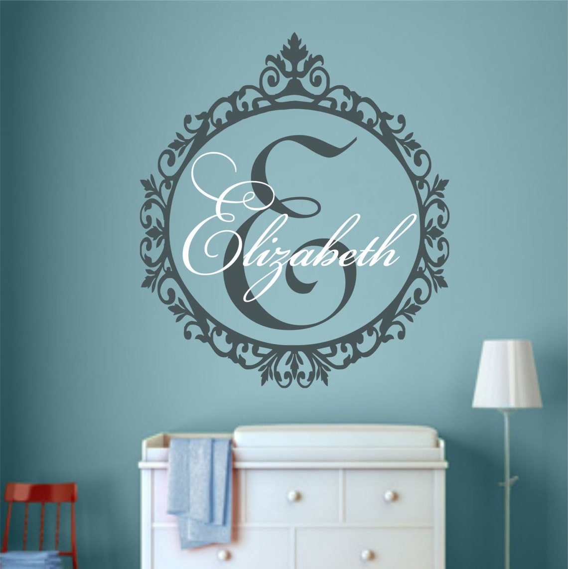 Personalized Name Wall Decal Monogram Wall Decal Shabby Chic - Etsy