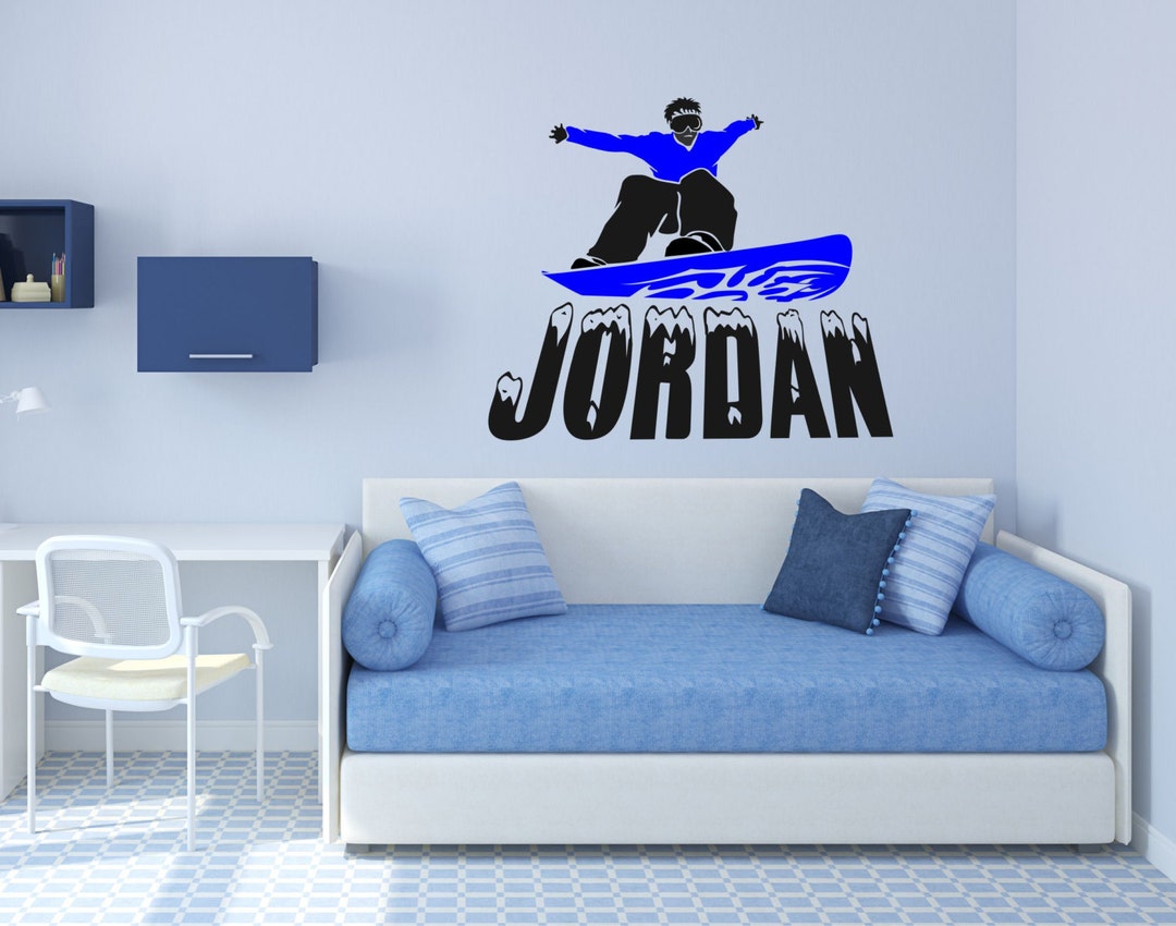 Snowboarder Wall Decal, Personilzed Name Decal With Snowboard - Etsy