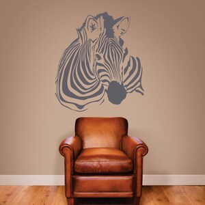 Zebra Wall Decal, Zebra Stripe Decal, Zebra Decor, Zebra Art, Zebra Bust Decal, Zebra Stripes ...