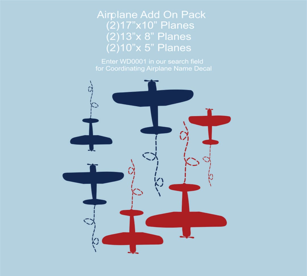 Airplane Decal Plane Pack Medium - Add-on for Initial and Name Vinyl ...