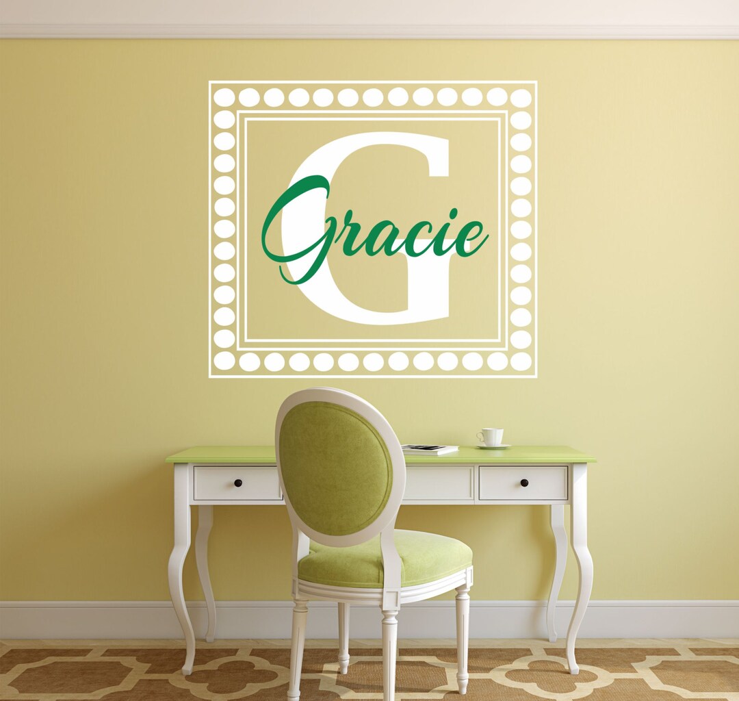 Polka Dot Name Decal, Personalized Name Decal, Monogram Name Decal ...
