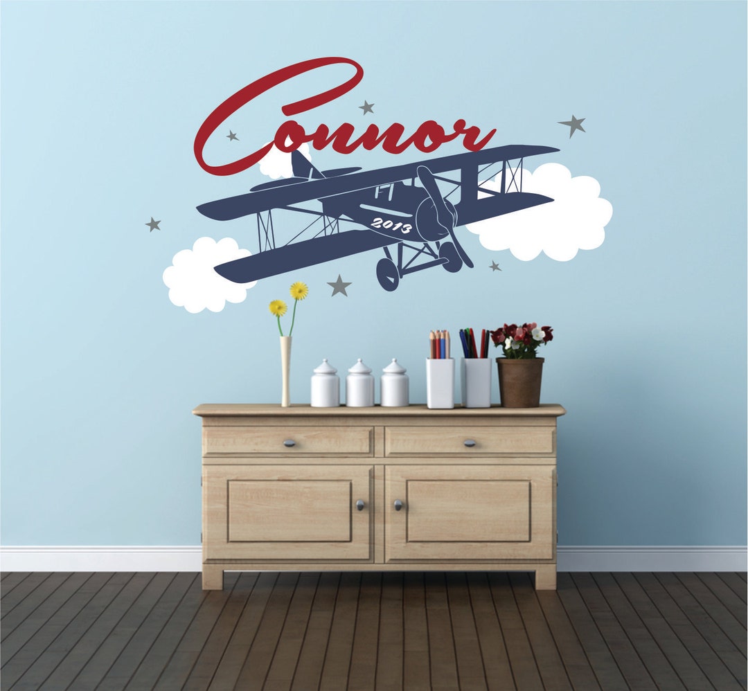 Airplane Name Decal , Personalized Airplane Clouds, Airplane Nursery ...