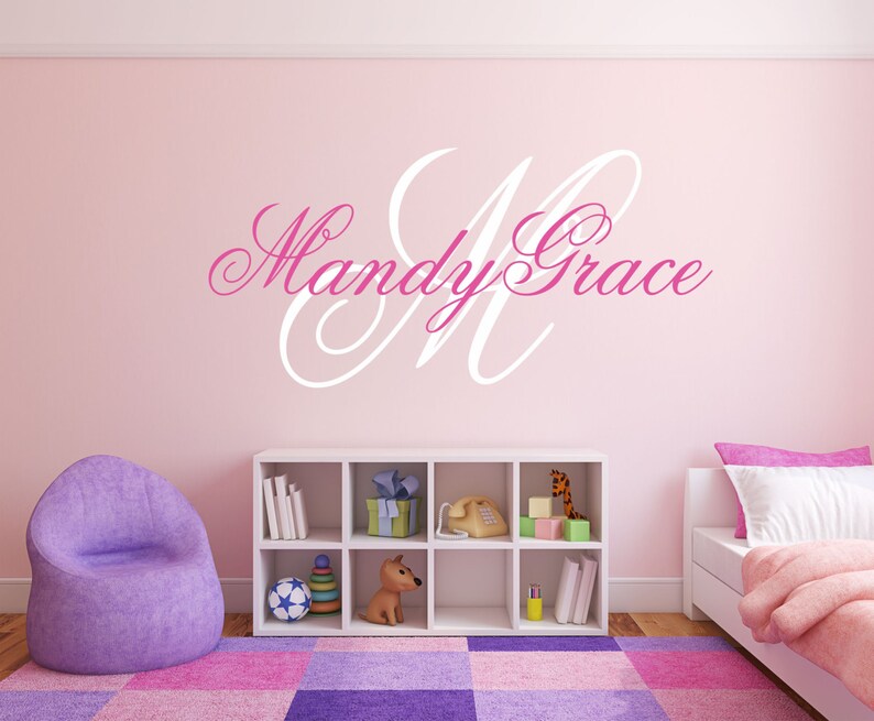 Personalized Name Decal Fancy Wall Decal Monogram Name - Etsy