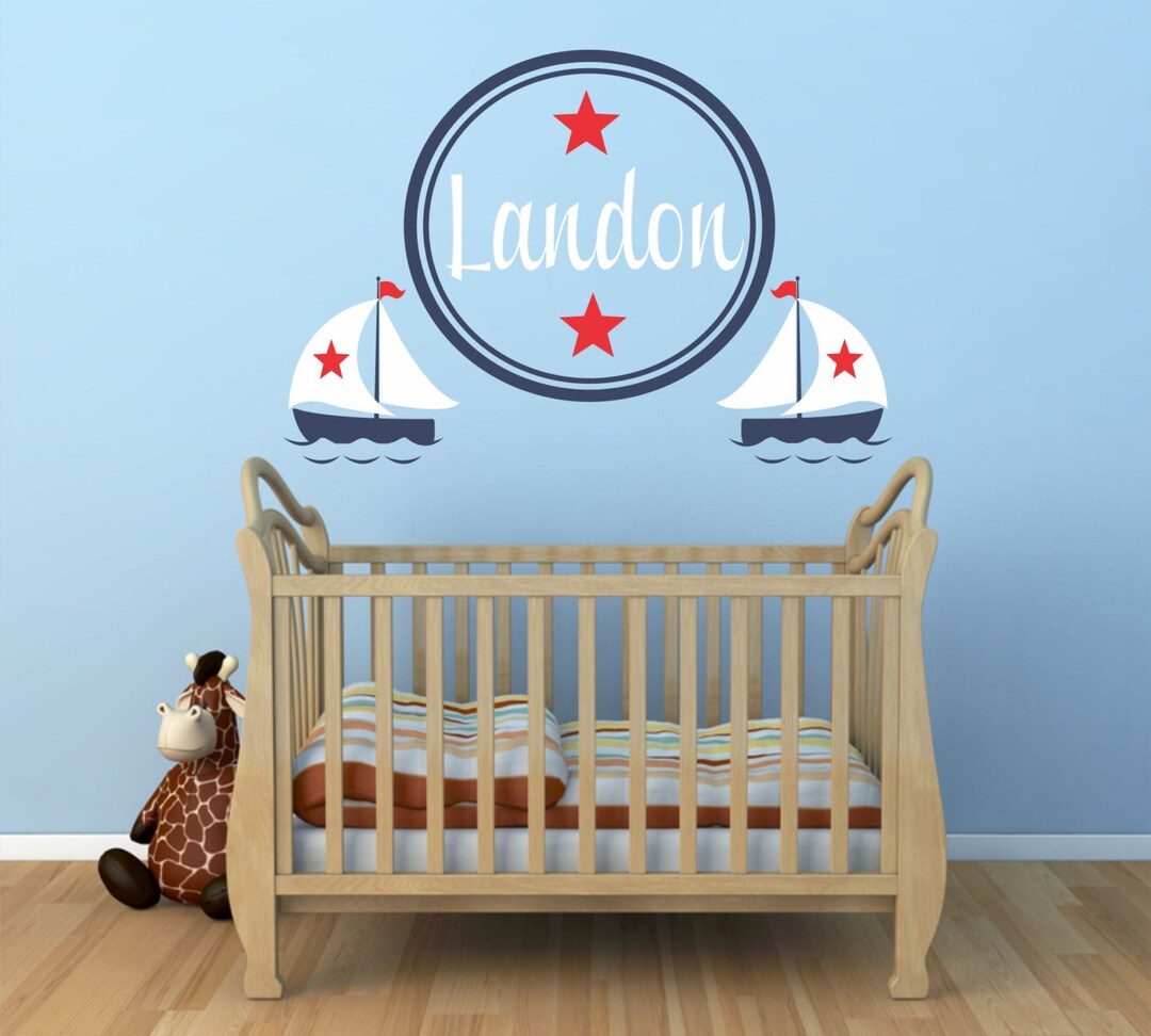 Personalized Sailboat Wall Decal, Nautical Nursery Decor - Etsy