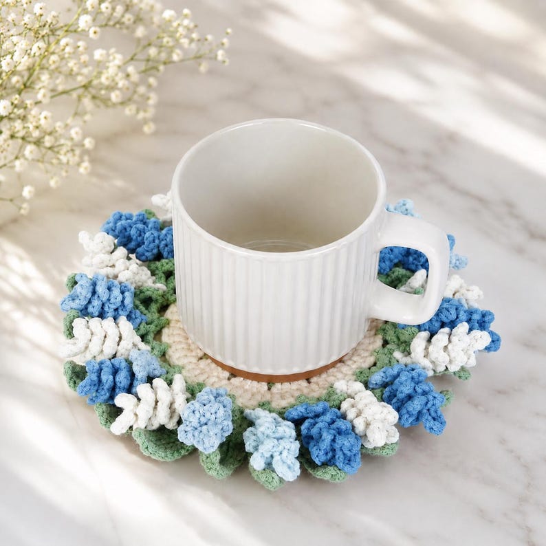 Crochet Lavender Coaster Pot Pattern, Floral Flower Pot Decor (PDF ...