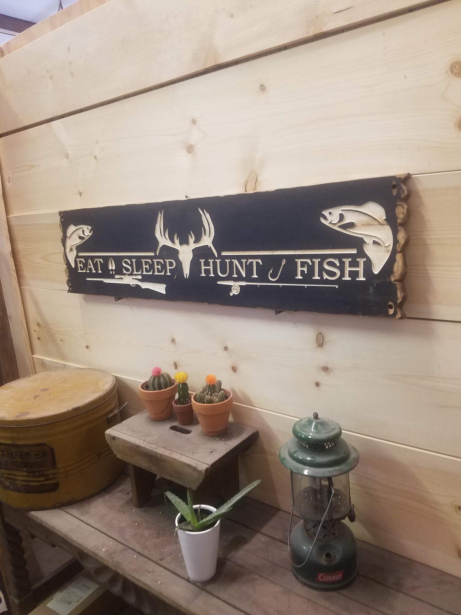 Hunting/fishing Sign/eat Sleep Fish Hunt Rustic Wood Sign/cabin Decor ...