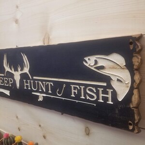 Hunting/fishing Sign/eat Sleep Fish Hunt Rustic Wood Sign/cabin Decor ...