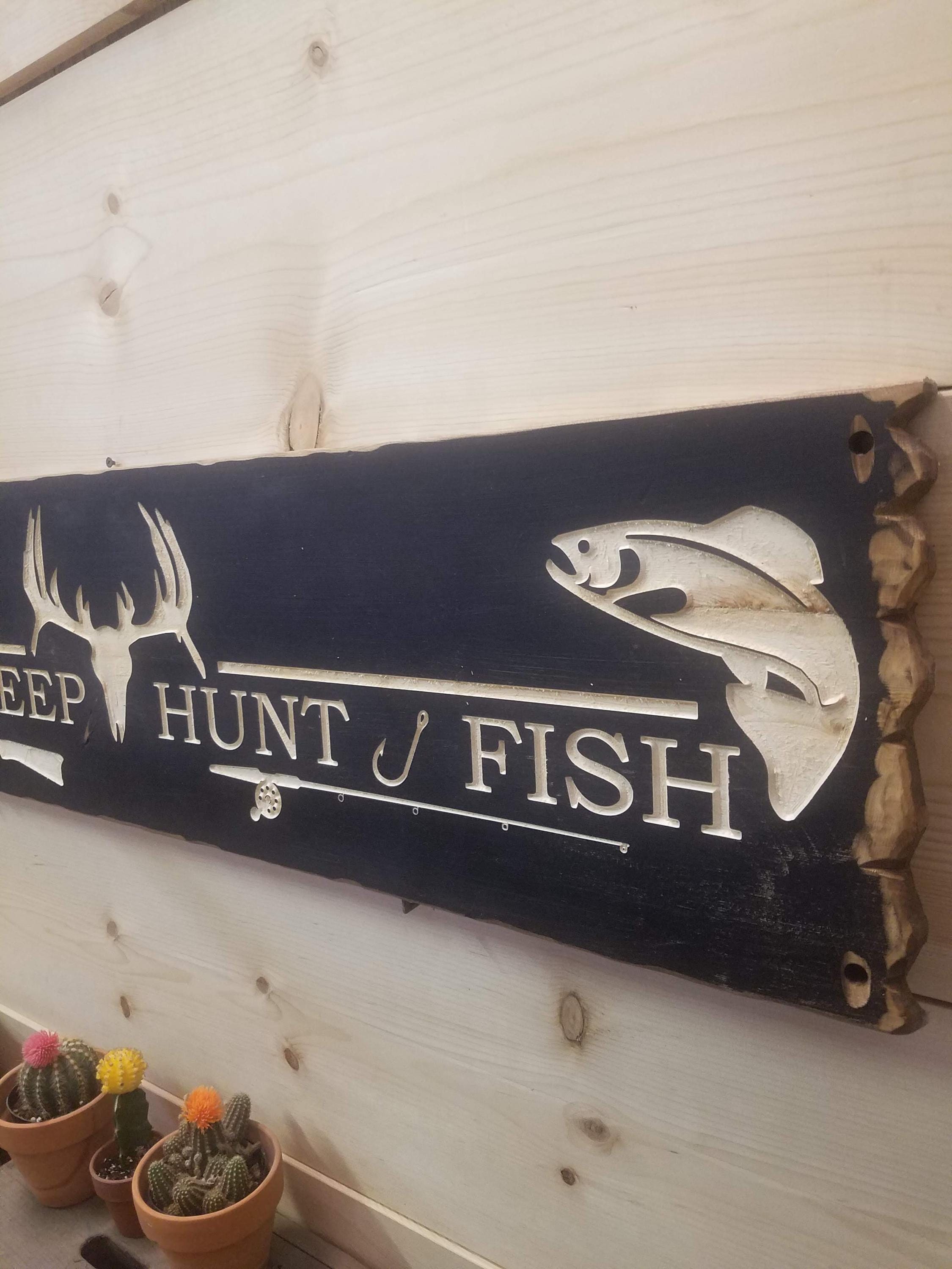 Hunting/fishing Sign/eat Sleep Fish Hunt Rustic Wood Sign/cabin Decor ...