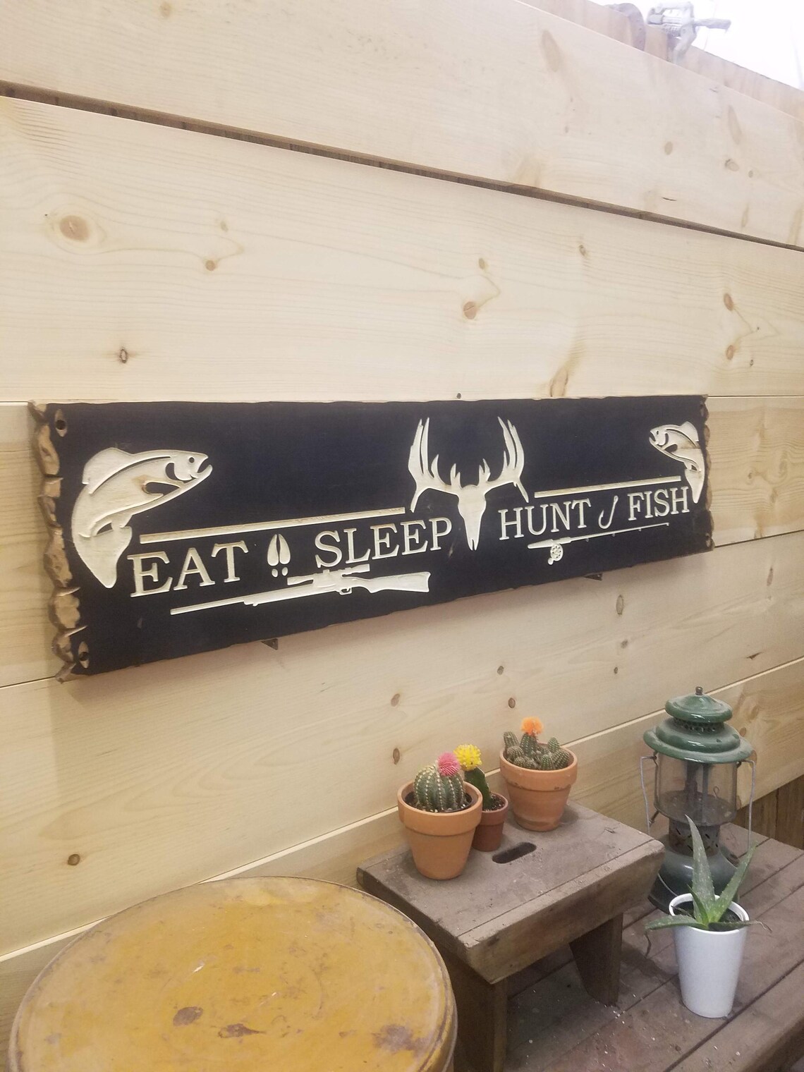 Hunting/fishing Sign/eat Sleep Fish Hunt Rustic Wood Sign/cabin Decor ...