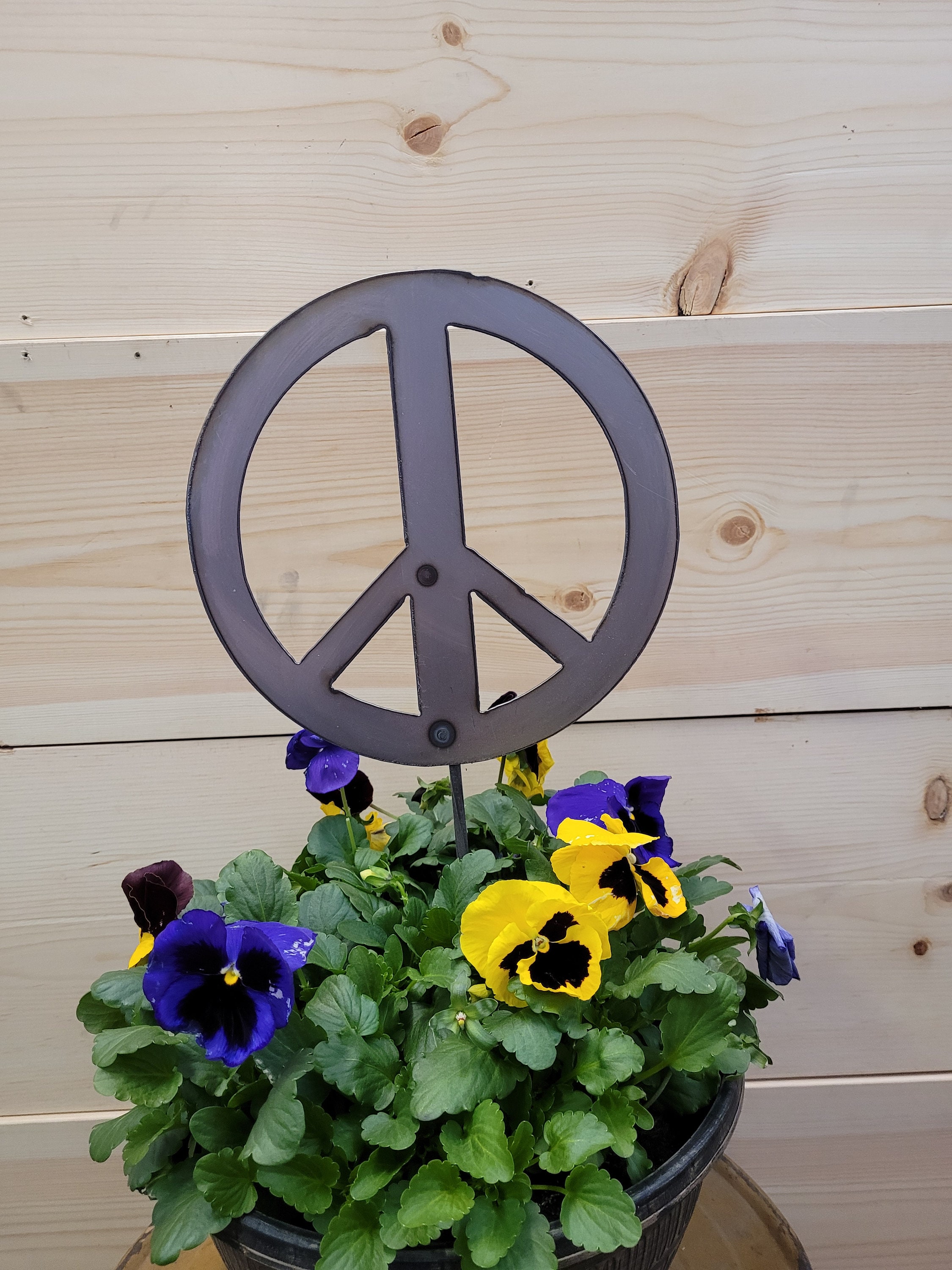 Peace Sign Garden Stake/metal Yard Décor/flower Garden/garden | Etsy