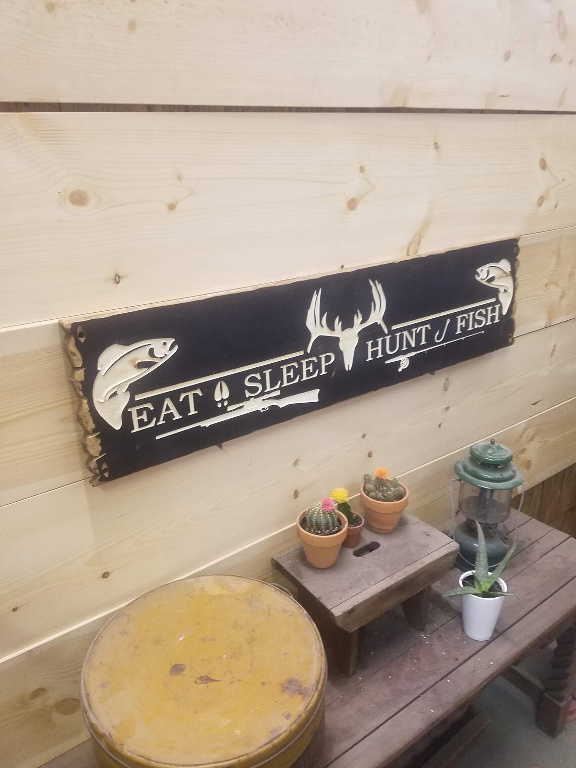 Hunting/fishing Sign/eat Sleep Fish Hunt Rustic Wood Sign/cabin Decor ...