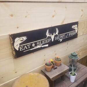 Hunting/fishing Sign/eat Sleep Fish Hunt Rustic Wood Sign/cabin Decor ...