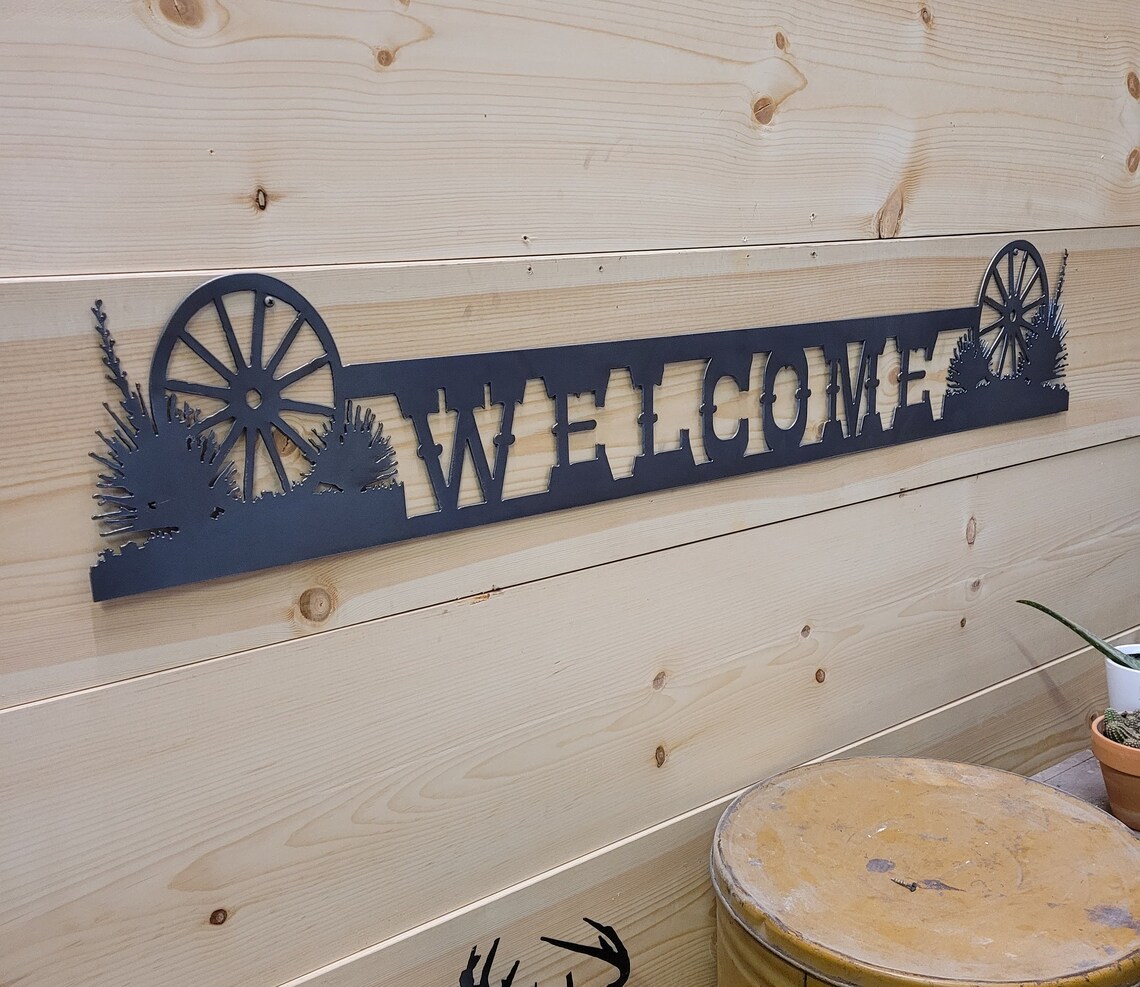 WELCOME Metal Sign/wagon Wheel/cabin/ranch/home/décor/porch/ - Etsy
