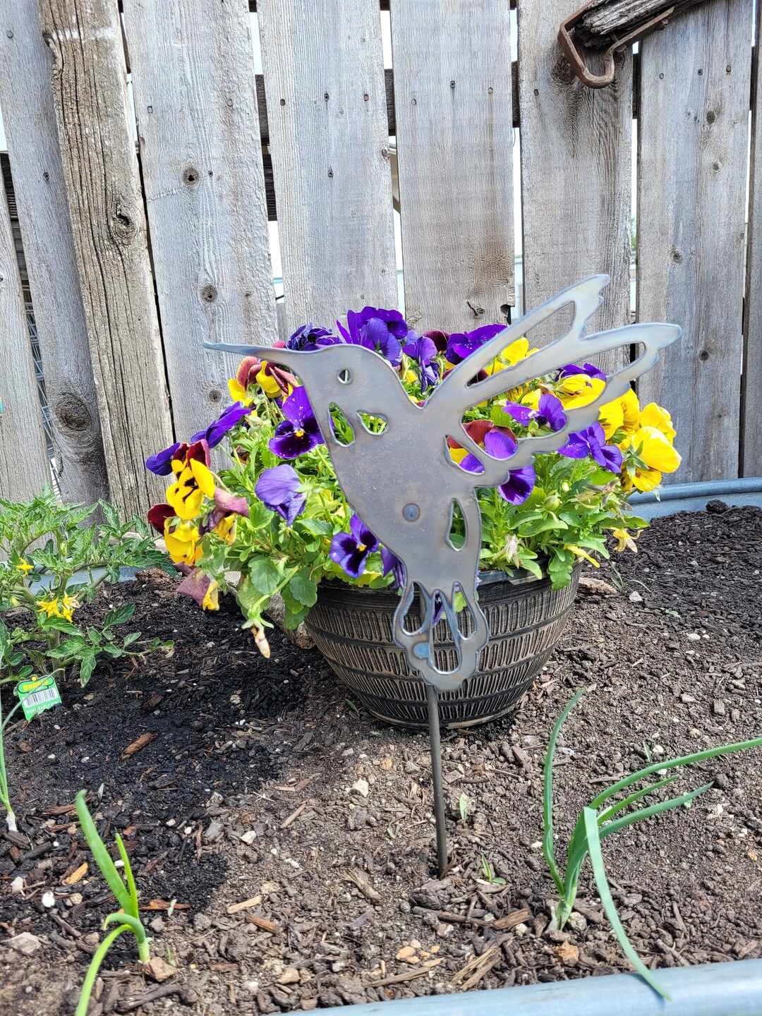 Hummingbird Garden Stake/metal Yard Décor/flower Garden/garden - Etsy