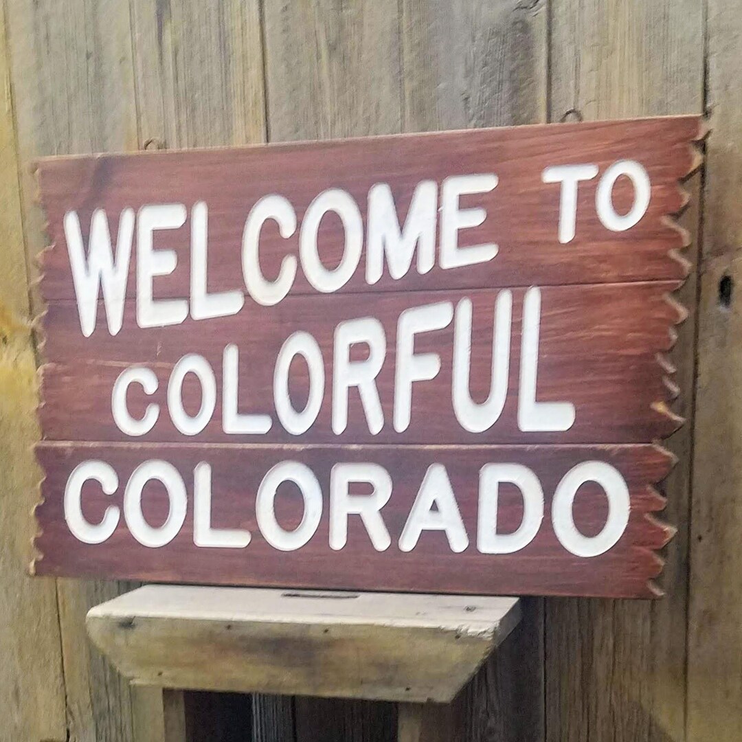 Carved Wood Welcome to Colorful Colorado Sign: Rustic Cabin Decor - Etsy