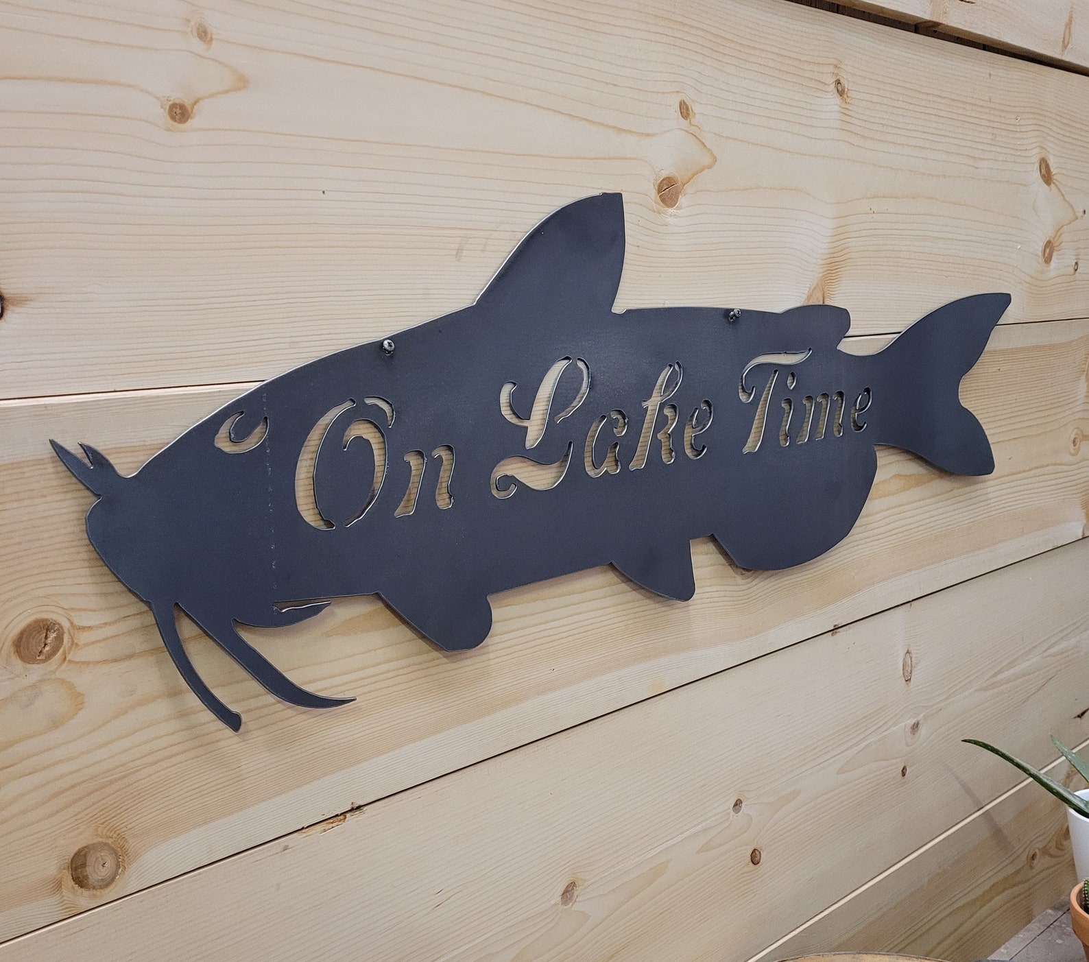 ON LAKE TIME Catfish/ Metal Sign/fishing/ Cabin/ | Etsy
