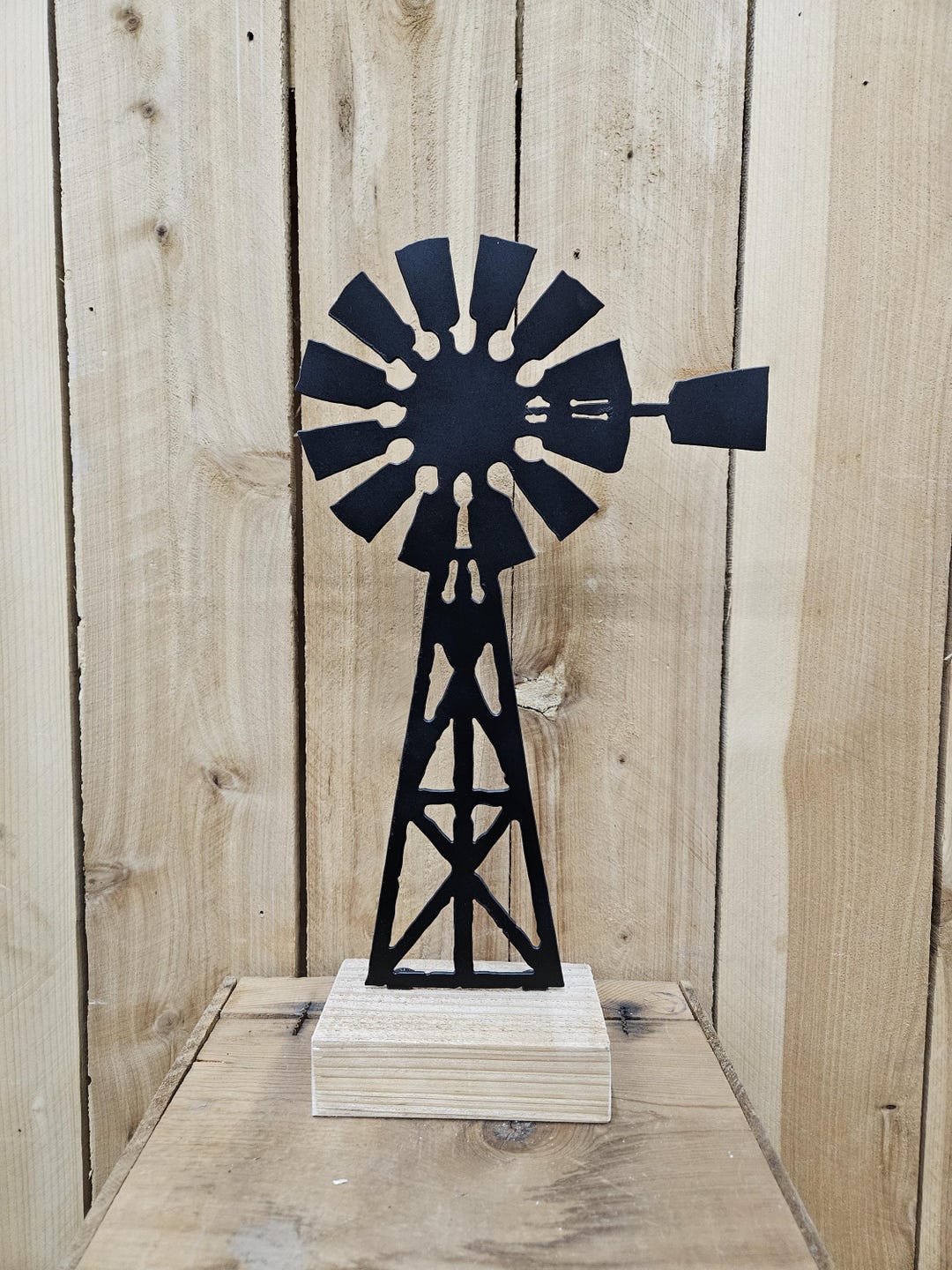 Farmhouse Metal Windmill Decor: Rustic Shelf Sitter - Etsy