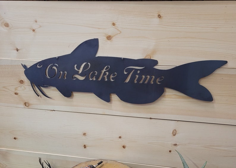 ON LAKE TIME Catfish/ Metal Sign/fishing/ Cabin/ - Etsy