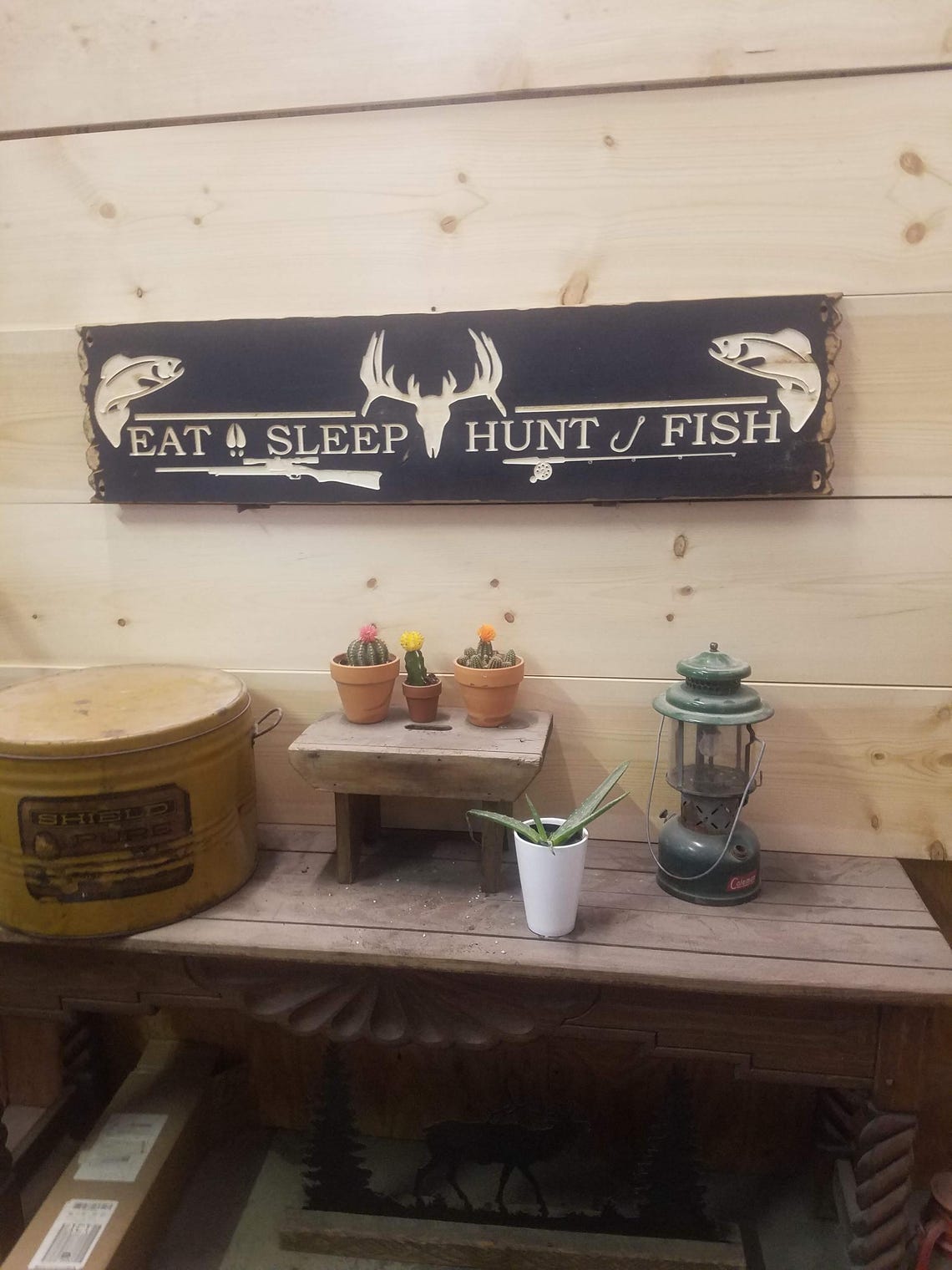 Hunting/fishing Sign/eat Sleep Fish Hunt Rustic Wood Sign/cabin Decor ...