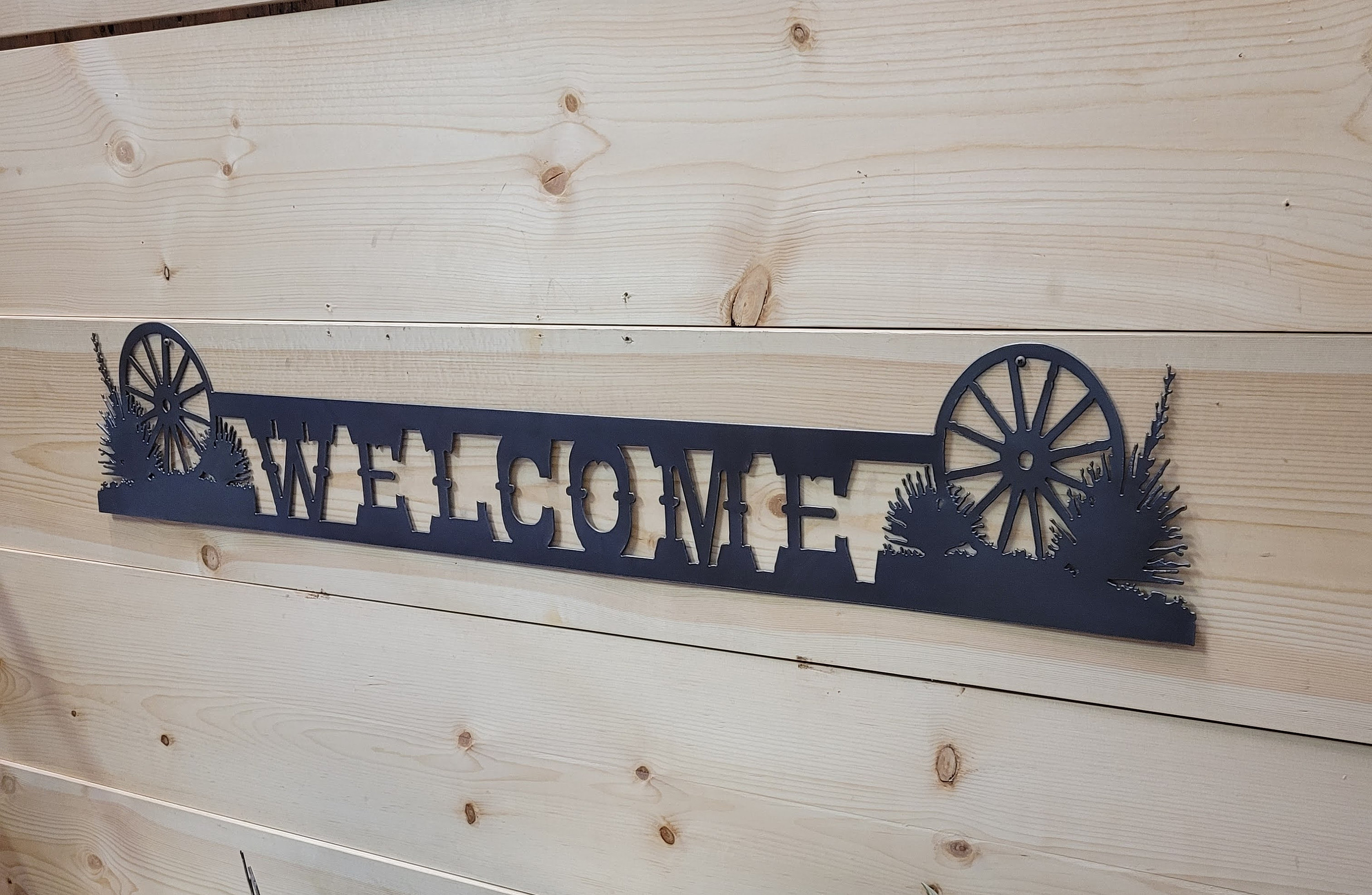 WELCOME Metal sign/Wagon wheel/Cabin/Ranch/Home/Décor/Porch/ | Etsy