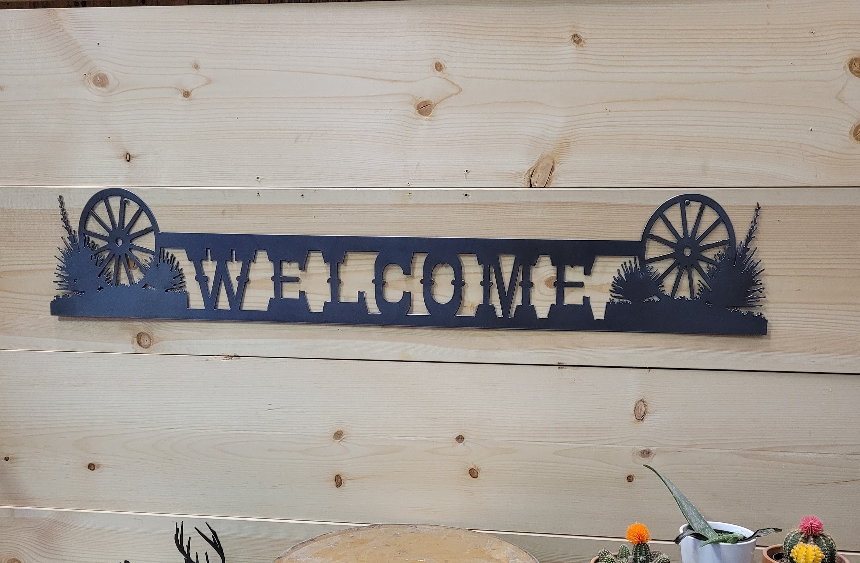 WELCOME Metal Sign/wagon Wheel/cabin/ranch/home/décor/porch/ - Etsy