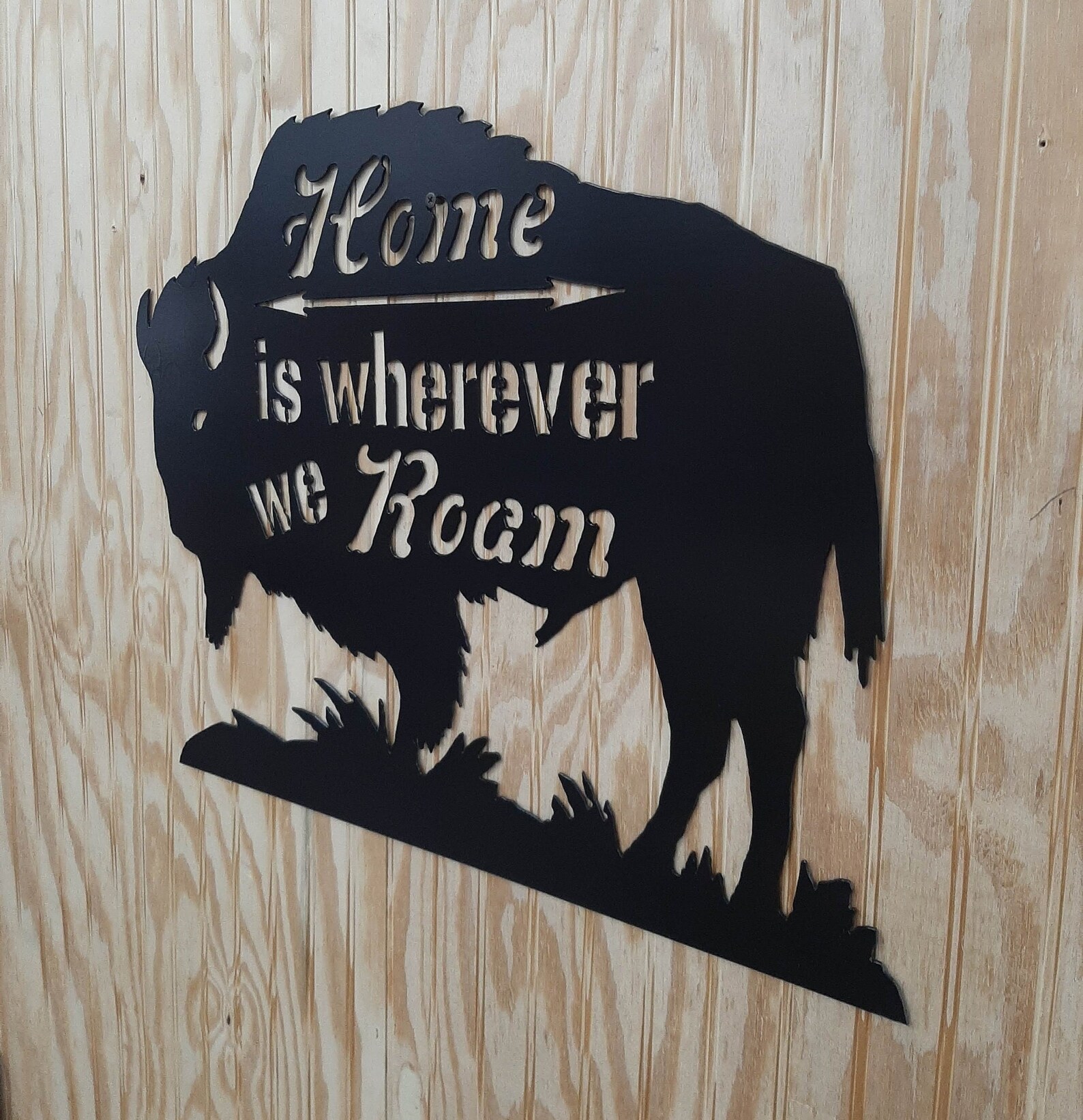 Buffalo Metal Sign/rustic/home is Wherever We Roam /cabin/ - Etsy