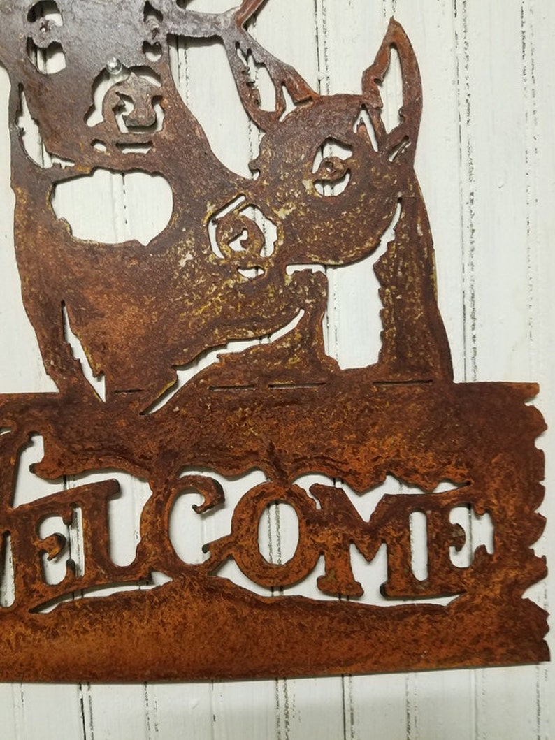Welcome Buck and Doe Metal Wall Hanging Metal | Etsy