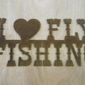 FREE SHIPPING Rusted Rustic Metal I heart Fly Fishing Sign - Etsy