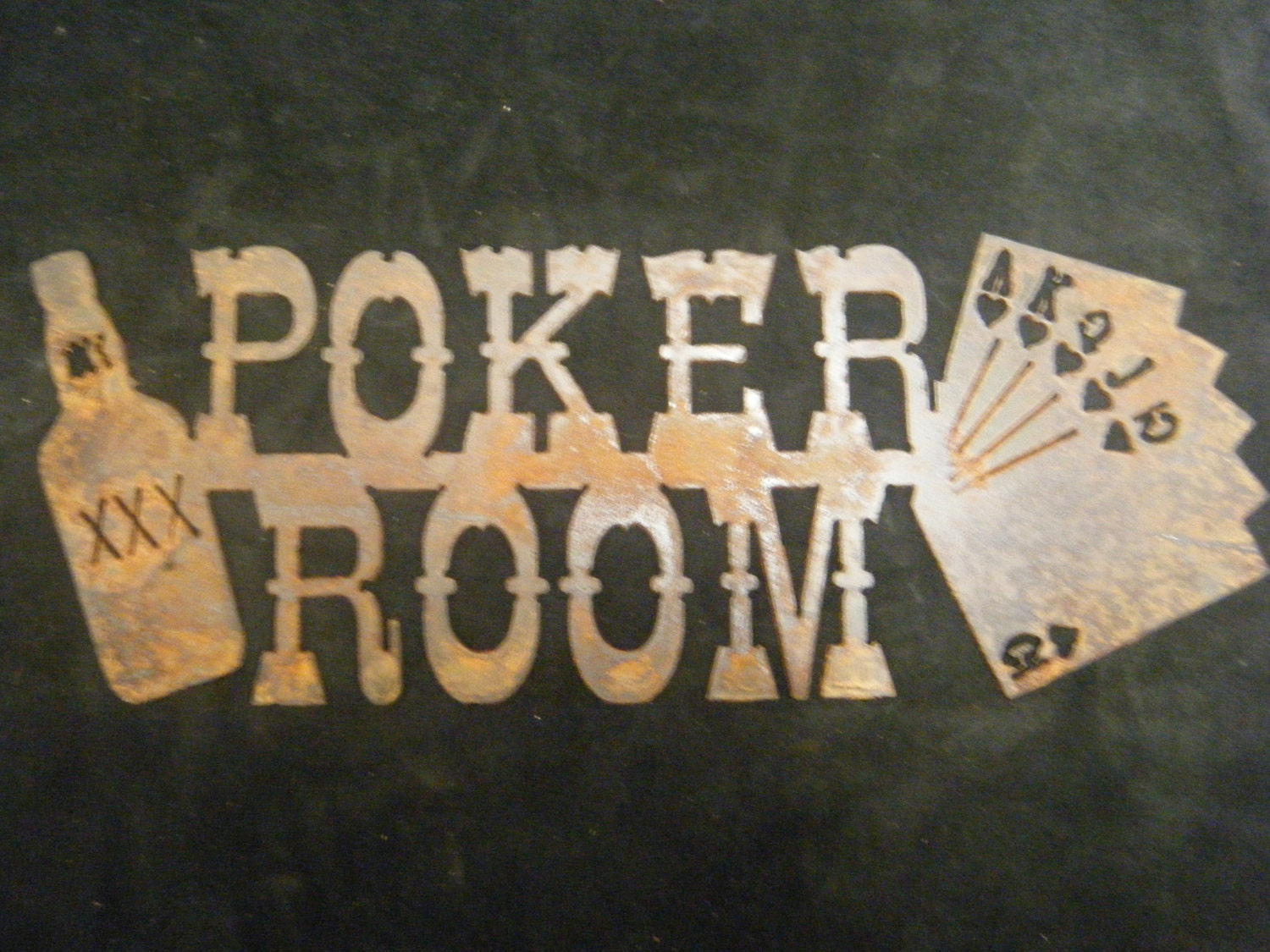 Metal Poker Room With Whiskey Bottle and Cards Sign/free | Etsy