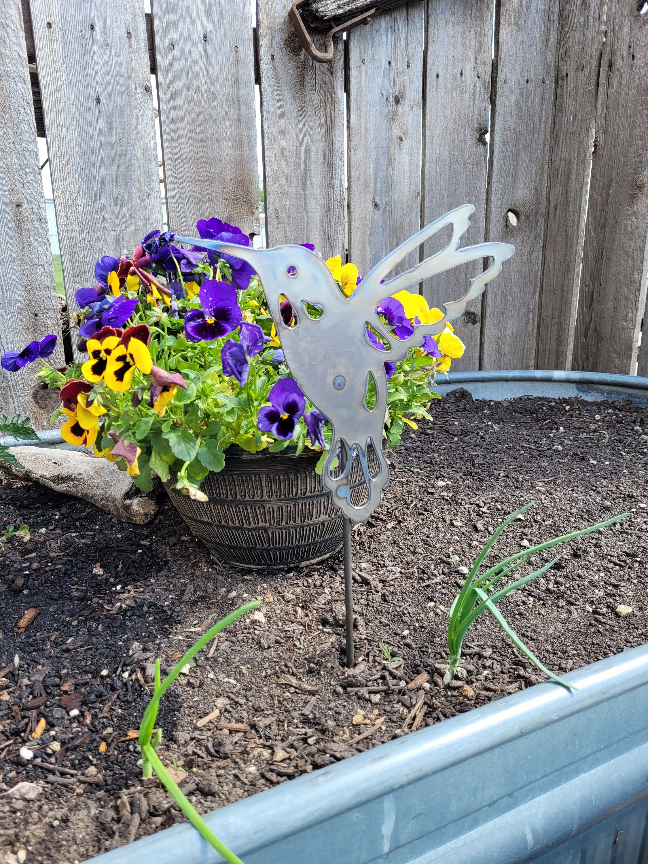 Hummingbird Garden Stake/Metal Yard Décor/Flower Garden/Garden | Etsy