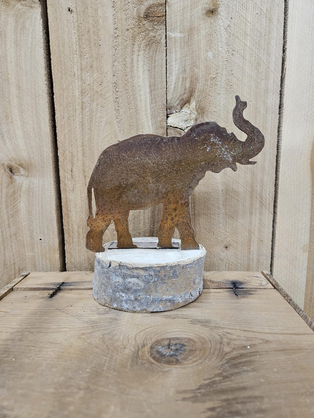 Elephant Trunk up Lucky Home and Garden Decor Rustic Boho Shelf Sitter ...