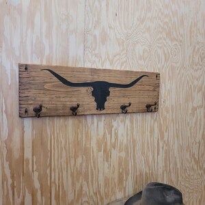 Western Coat Rack, Rustic Longhorn Carved Wood Sign, Hat Rack, Western ...