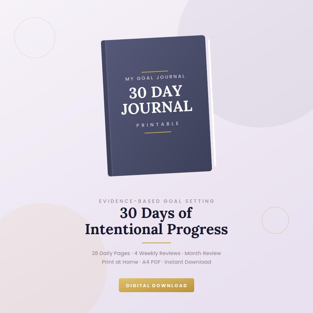30 Day Goal Journal Printable | Evidence-based Daily Planner (PDF ...