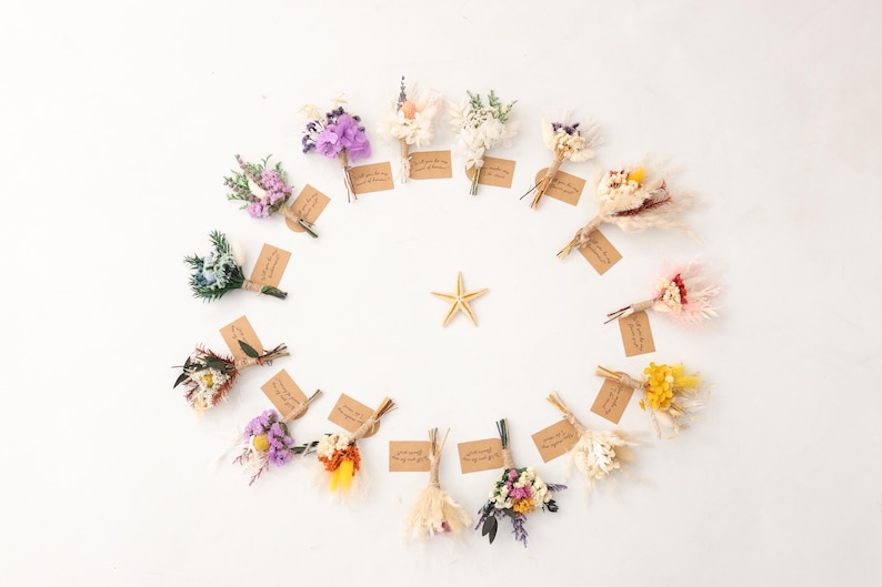 Mini Dried Flower Bouquet, Rustic Boho Posy, Bridesmaid Proposal Gift ...