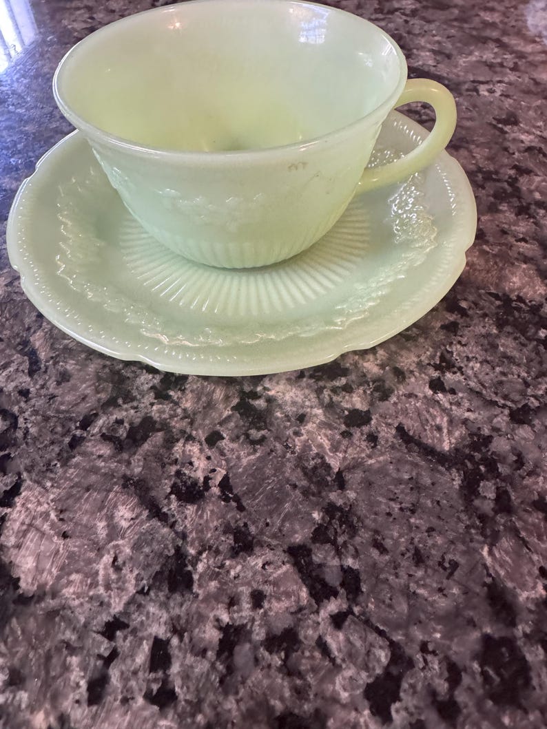 Jadeite Cup and Saucer - Etsy