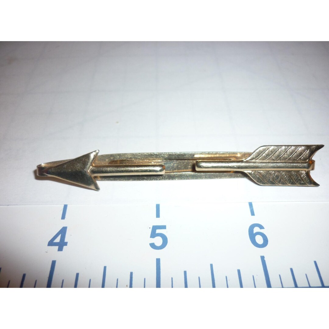 Mens Arrow Tie Clip Bar Gold Tone Vintage Accessory - Etsy